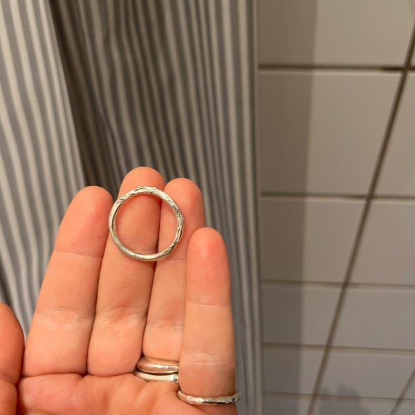 Organic Silver Band Ring Oxidized Silver Band Ring Textured Band Silver Ring Stackable Band Ring ...