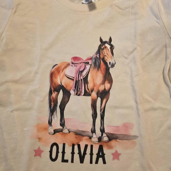 Personalized Horse Shirt for Girls, Custom Toddler Name T-shirt, Pony ...