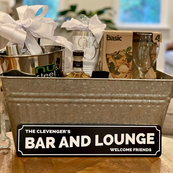 Bar & Lounge Sign, Personalized Welcome Friends Sign, Family Name Sign ...