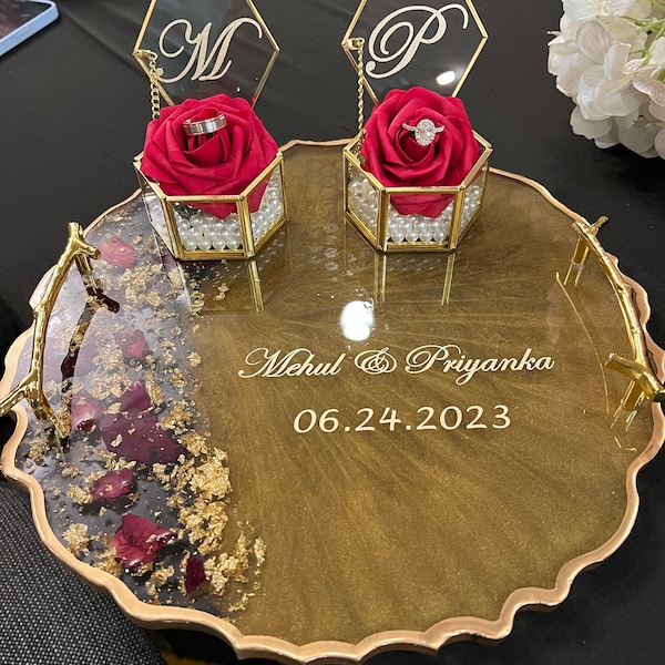 Round Custom Resin Ring Plate | Nikkah | Wedding | Personalise | Gift ...