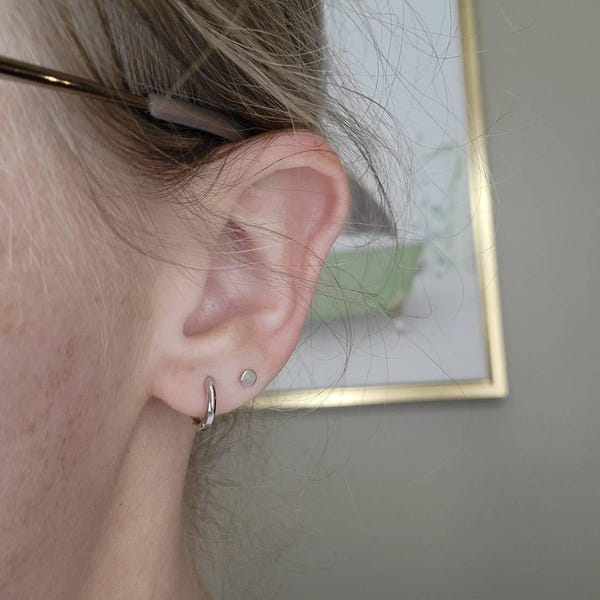 Threadless Push Pin Flat Back Labret 16G/18G/20G Stud Earrings Titanium ...