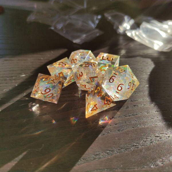 Rainbow DND Dice Set, Transparent Sharp Edge D&D Dice Full Set ...