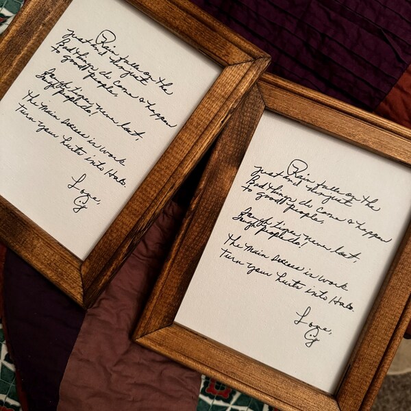 5x7 Frame, Framed Canvas Handwriting Gift,memorial Gift, Handwriting ...