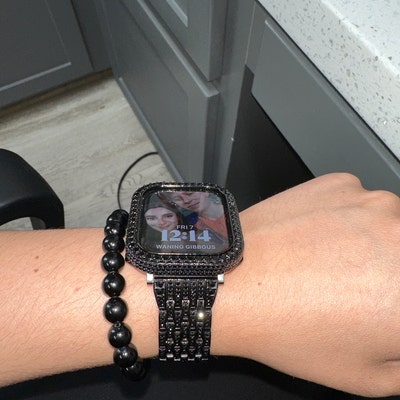Custom Apple Watch Band Black & or Iwatch Lab Diamonds Bezel Apple ...