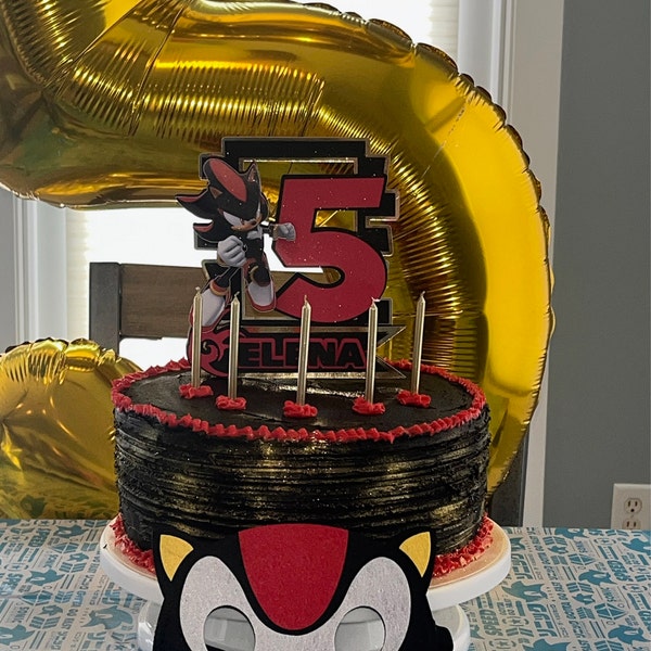 Shadow the Hedgehog Inspired Cake Topper, Shadow Birthday Party, Shadow ...