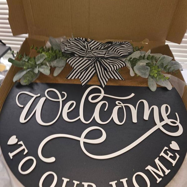 Front Door Decor Welcome Wreath Wreath Door Hanger Front Door Wreath ...