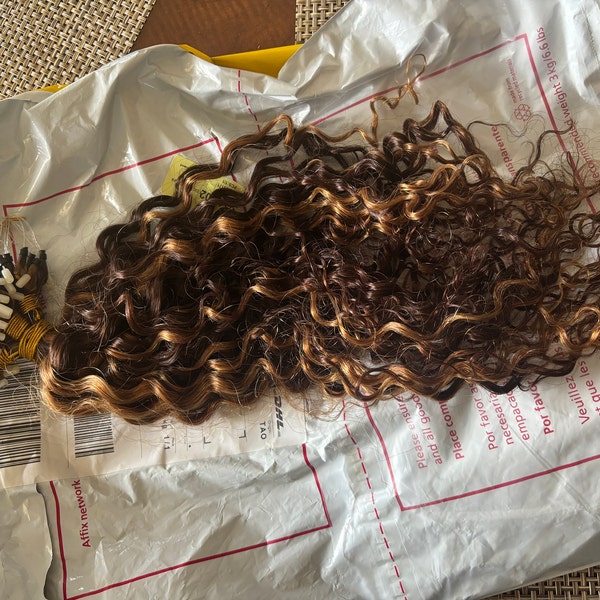 100 Strands/pack Highlight Blonde Brown Curly Micro Loop Hair ...