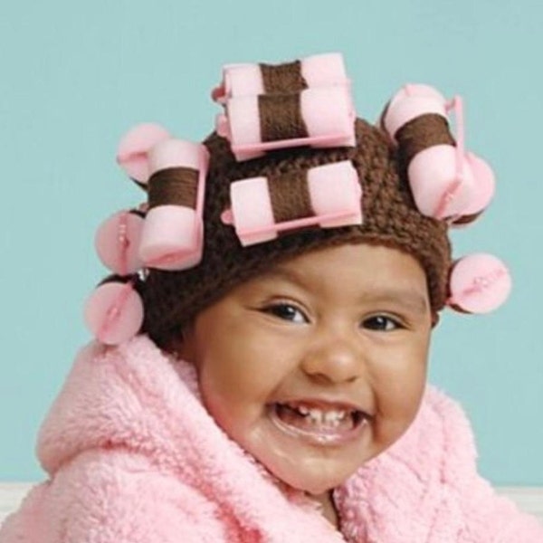 Crochet Baby Curler Hat/beauticians Baby Photo Prop/newborn Sponge ...