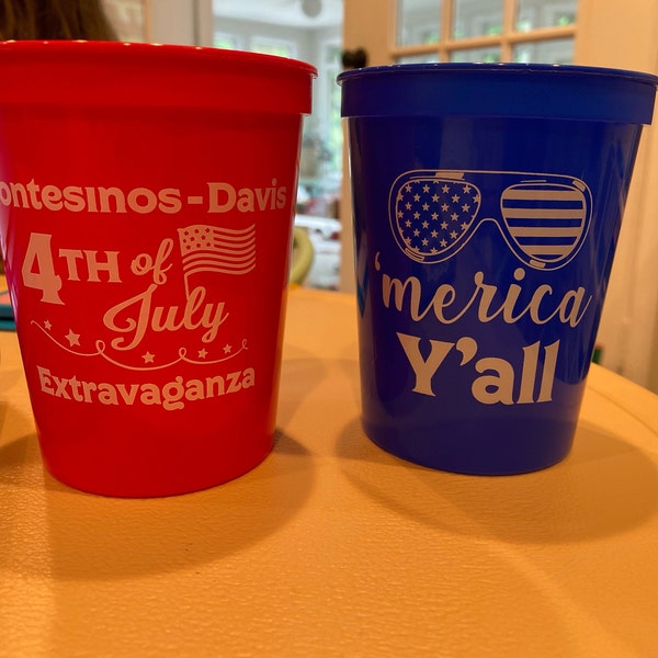 4th of July Plastic Cups, 4th of July Party Favors, July 4th Gifts ...