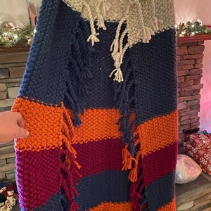KNITTING PATTERN Blanket, Throw, Afghan Twisted Fringe Tassels, Chunky ...