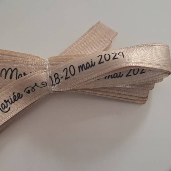 Bracelet ruban satin simple personnalisé (EVJF, Mariage, anniversaire ...