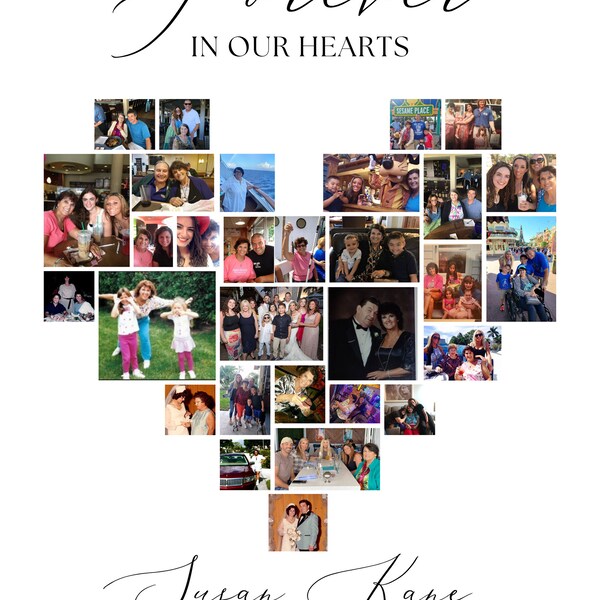SET Funeral Heart Collage Templates, Minimalist Funeral Photo Collage ...