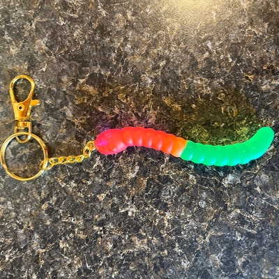 Gummy Worms Keychain Neon Keychains - Etsy