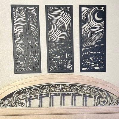 Van Gogh Starry Night Metal Wall Art, Van Gogh Metal Wall Art, Living ...