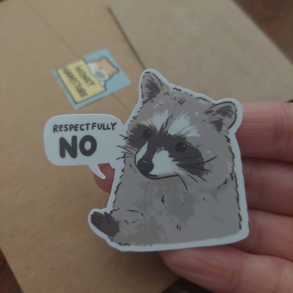 Raccoon Respectfully No | Sarcasm Funny Raccoon Sticker | Gifts Under ...