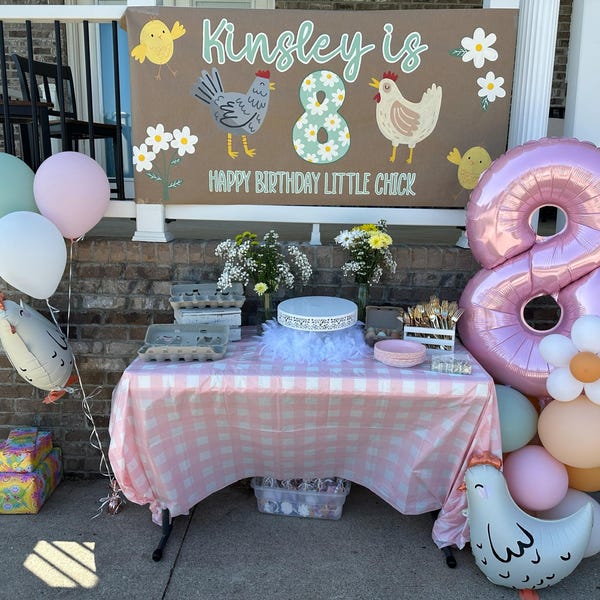 Chicken Balloon This Chick is One Farm Birthday One Cool Chick Birthday ...