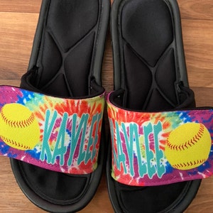 Personalized Custom Softball Fastpitch Slides Flip Flops Sandals ...