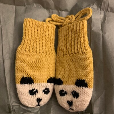 Panda Mittens Knitting Pattern for Babies and Children. PDF Knitting ...
