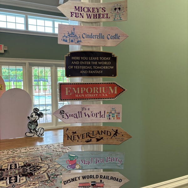 Disney World Party Directional Sign, Mickey Birthday, Princess Birthday ...