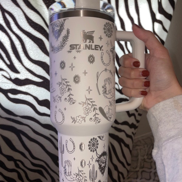 Western Highland Cow Engraved Stanley Quencher 40oz Tumbler - Stanley ...