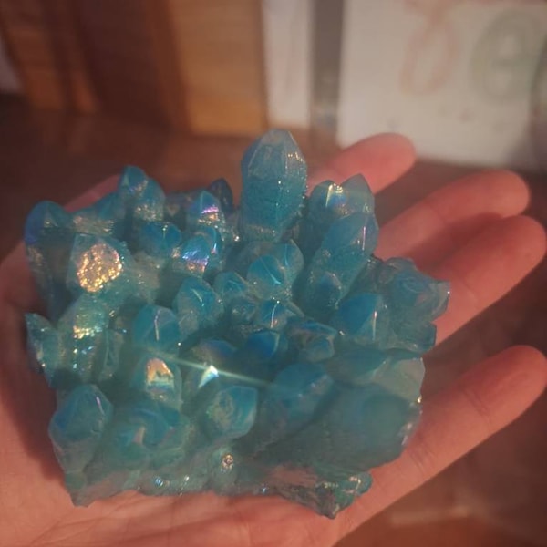 Blue Angel Aura Crystal Cluster,angel Aura Quartz Cluster,rainbow Aura ...