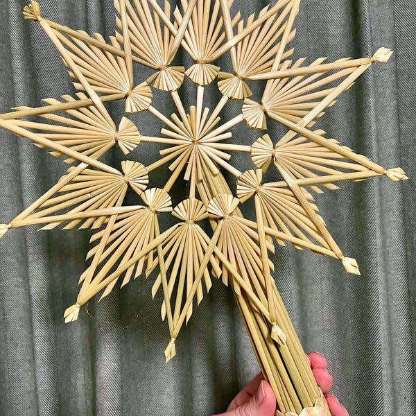 Straw Star Christmas Tree Topper – Handmade Ukrainian Ornament, Rustic ...