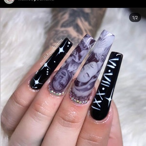 Chola Chicana 2 XL Nail Wraps Monochrome Sad Girl Jokers Girl Nail Art ...