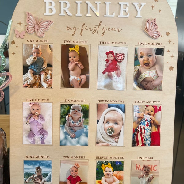 First Year Birthday Board |one Year of | My First Year | 12 Months ...