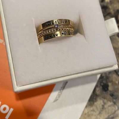 Class Ring Set, Sterling Silver Modern Class Rings, Personalized ...