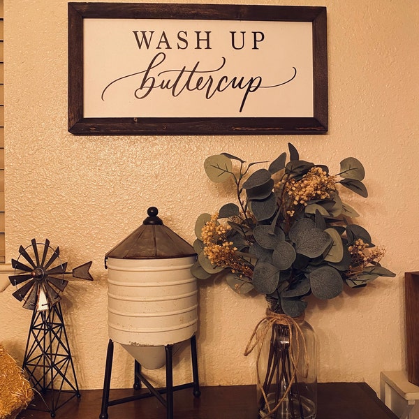 Wash up Buttercup Bathroom Sign, Wash up Sign, Signs for Bathroom ...
