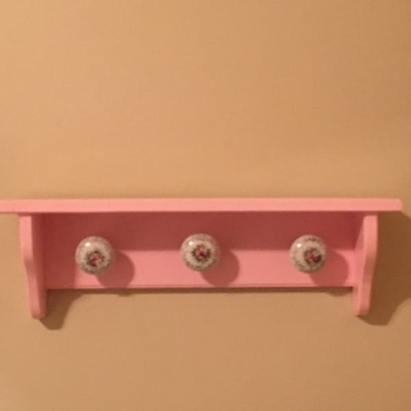 Peg Shelf, Wall Shelf, Shelf With Coat Rack, Wooden 22" Shelf With Pegs ...