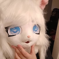 Kig Head Fursuit Furry Head Japan Style,white Cat Mask, Mask King Cat ...