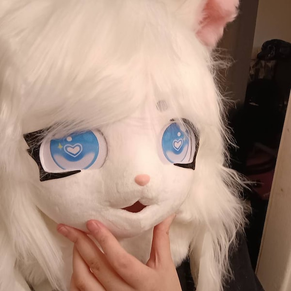 Kig Head Fursuit Furry Head Japan Style,white Cat Mask, Mask King Cat ...
