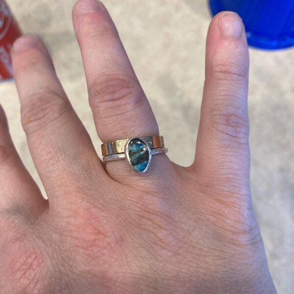 Cantera Opal Stacking Ring, 925 Sterling Silver Size 5.5, Natural Opal ...