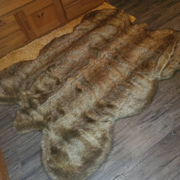 Bear Skin Pelt Rug, Faux Fur Grizzly Bear, Polar Bear, Teddy Bear Area ...