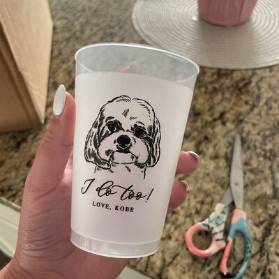 Custom Illustrated Dog Frosted Wedding Cups, Modern Wedding Cups ...