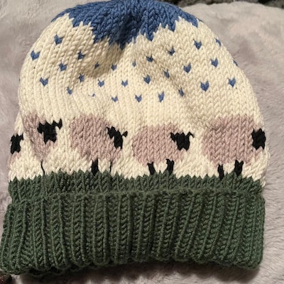 Hat Knitting Pattern Sheep Hat Knit Beanie Sized Baby-adult Knit Hat ...
