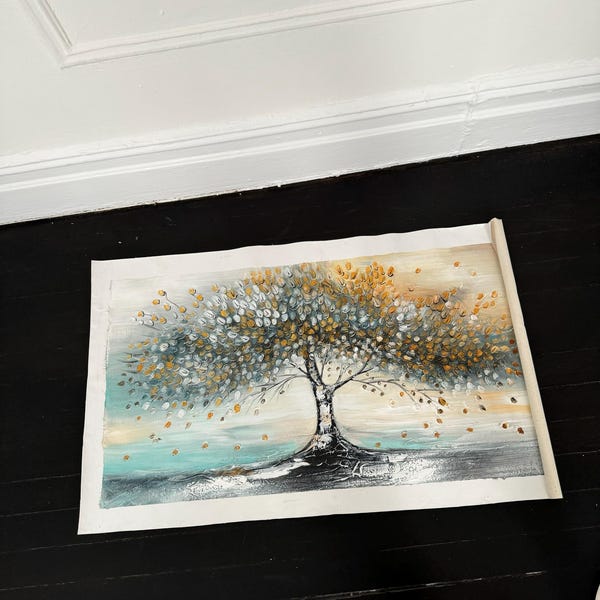 Original Tree of Life Oil Painting on Canvas, Large Abstract Textured ...