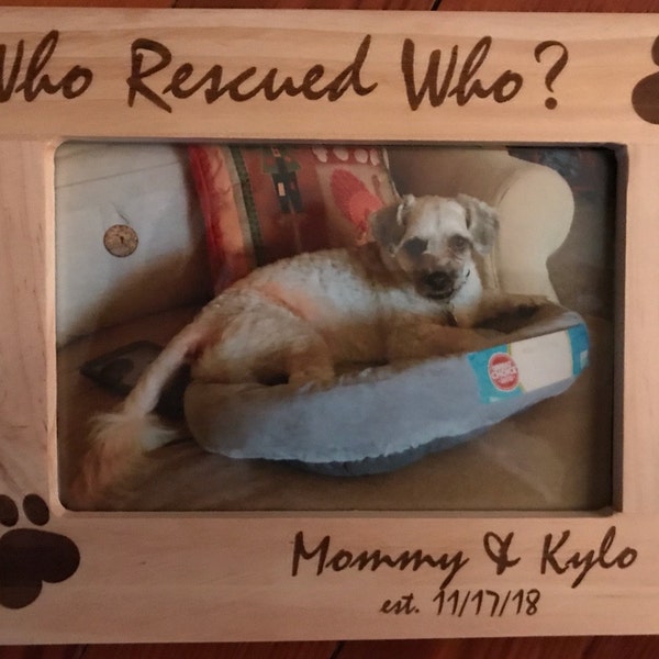Who Rescued Who Personalized Pet Picture Photo Frame- Custom Picture ...