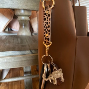 Leopard Design Leather Keychain for Women Leather Key Ring - Etsy