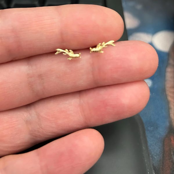 14K Solid Gold Koi Fish Earring Fish Cartilage Earring Lucky Helix Stud ...