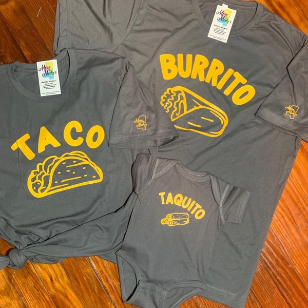 Taco Burrito Taquito Svg Matching Shirts SVG Father's Day Mother's Day ...
