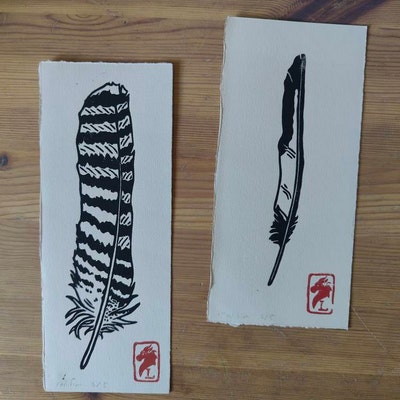 Linocut Print Original Sword & Tiny Dragon Ivory or Sun Paper - Etsy