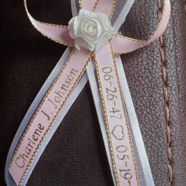 Personalized Funeral Ribbon Favors: Custom Memorial Ribbons With Pin ...