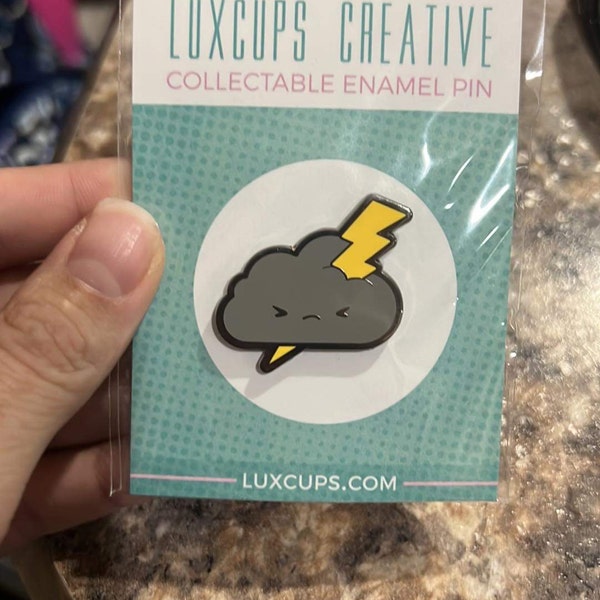 Grumble Cloud Pin - Cloud Lapel Pin Grumpy Rain Cloud Gift Lightning Cloud Nimbus Cloud Badge ...