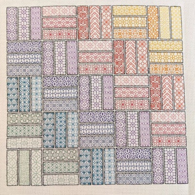 Blackwork Embroidery Rainbow Quilt Pattern, Blackwork Chart, Coloured Blackwork Chart by ...