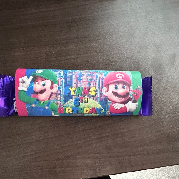 Labels for Mario Bros Party - Candy Bar Label - 1.45oz Chocolate Label ...