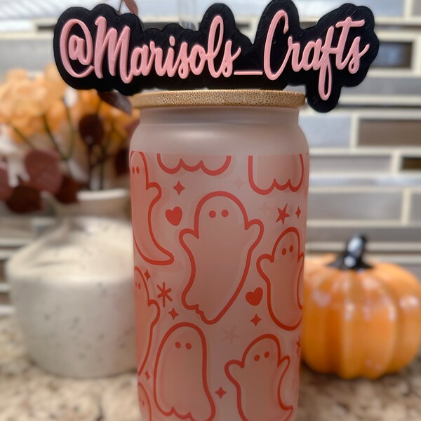 Cute Ghosts Glass Wrap SVG Halloween Boo Pink Layered 16oz Can Svg PNG ...