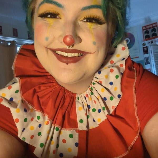 Black With Striped Black /white Ruffle Mini Clown Hat With Pom Poms ...