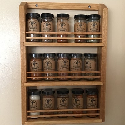 Oak Wooden Triple Shelf Classic Spice Rack - Etsy